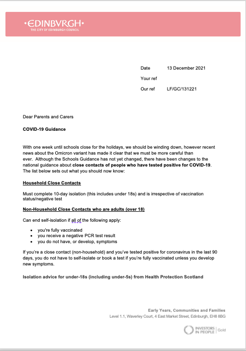 Parent Letter re COVID-19 – Believe. Persevere. Achieve.